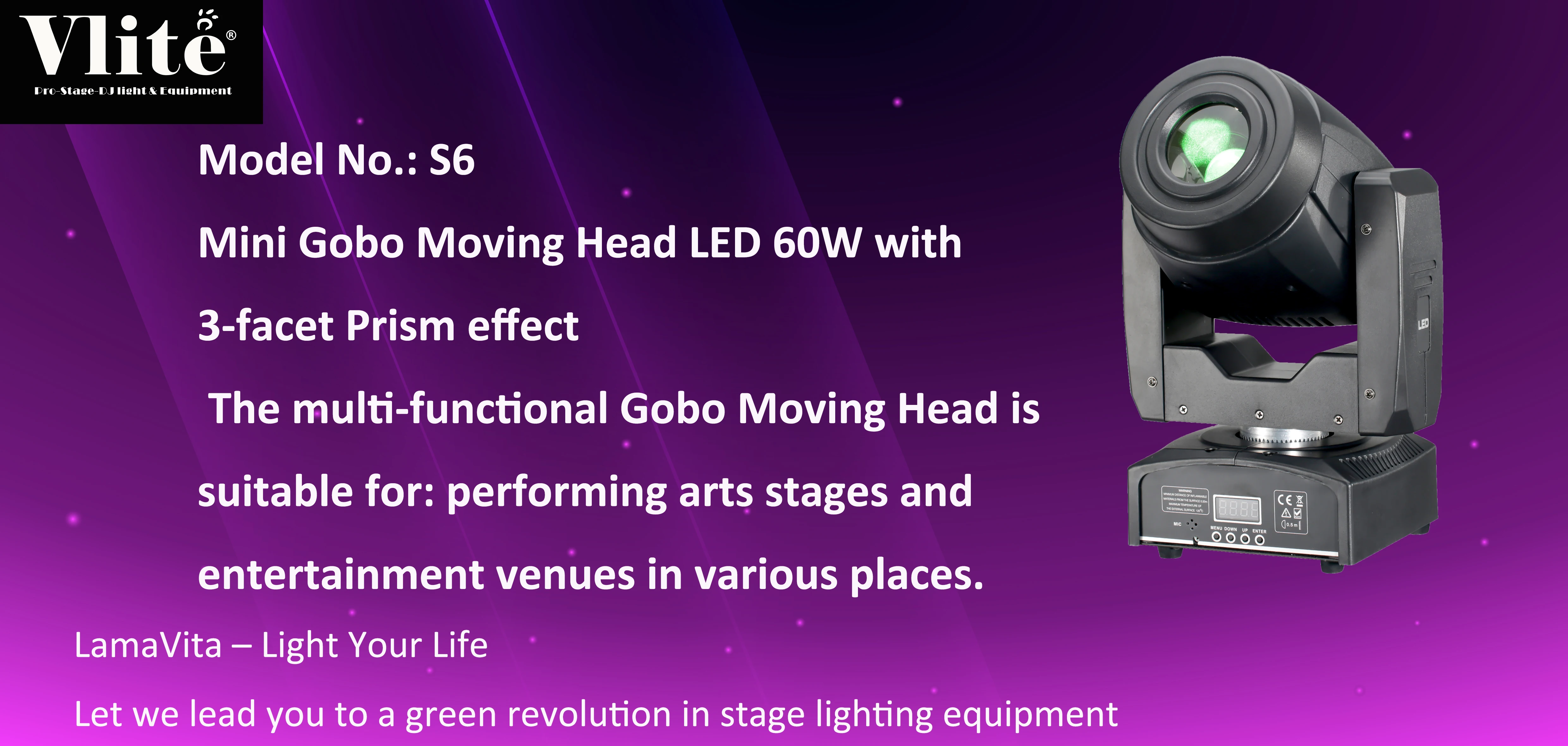 Mini Gobo Moving Head Led 60w With 3-facet Prism Effect - Buy 60w Led ...