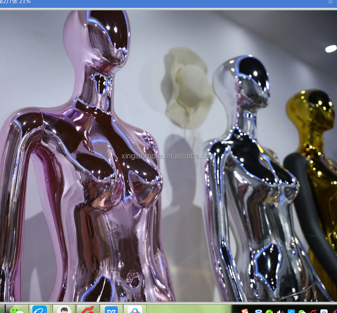 Colorful Silver Gold Glossy Full Body Female Electroplate Chrome ...