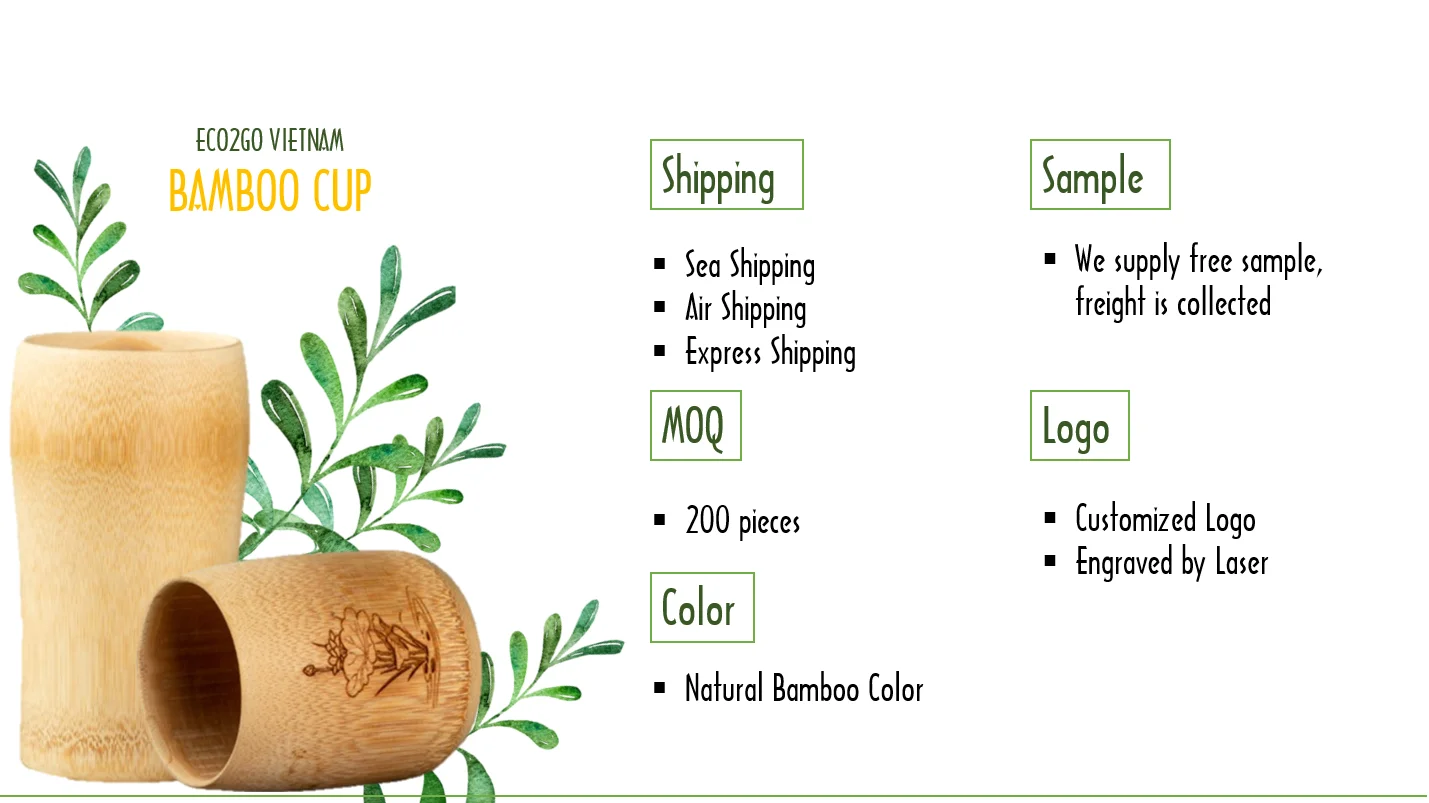 Eco2go Vietnam's Sustainable Natural Bamboo Biodegradable Coffee Cup ...