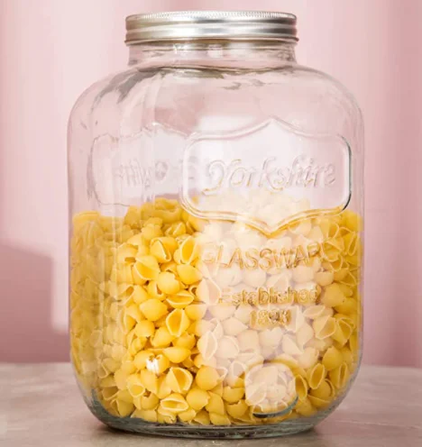 Gorgeous Home Large Candy Jar Wide Mouth Glass Storage Jar with Metal ...