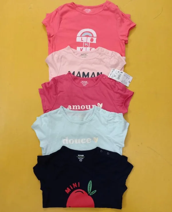 Overrun Original Branded Labels Kids Girl's Shorts Sleeve Front Prints ...