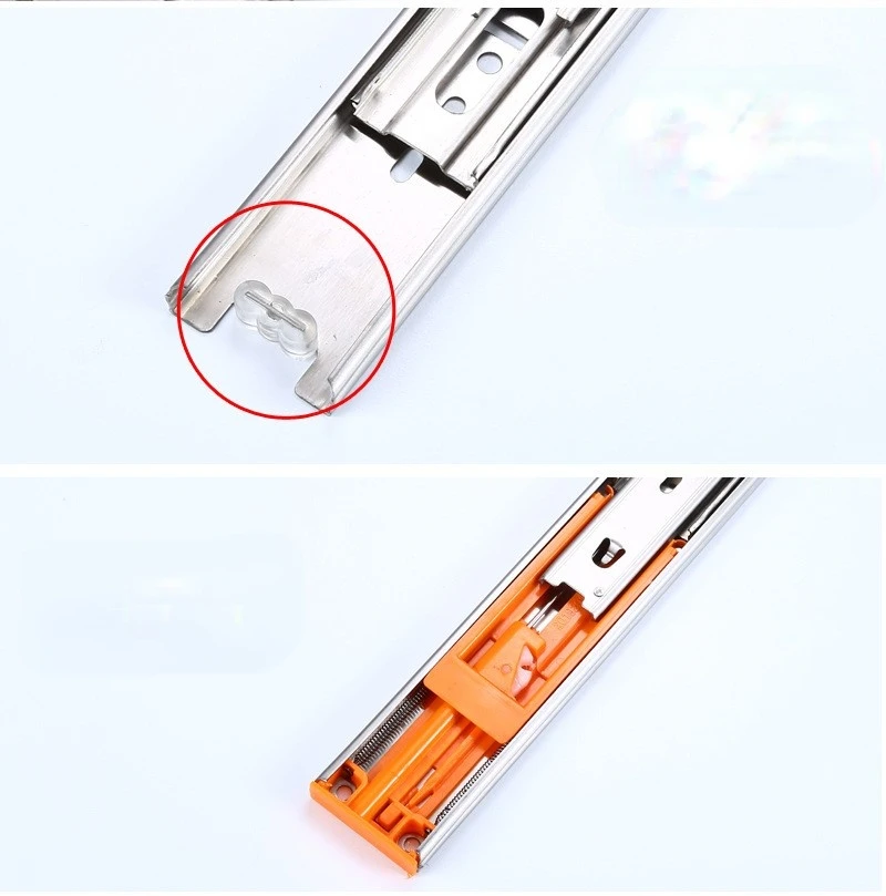 Stainless Steel Drawer Rail Three Section Buffer Damping Slide Rail 3 ...