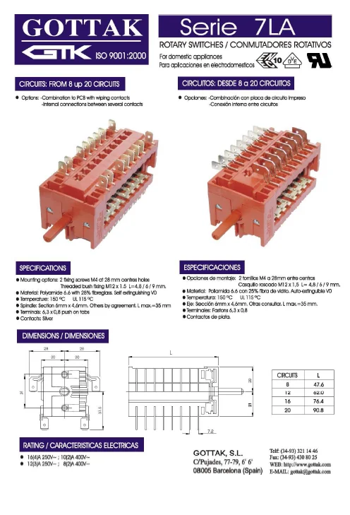 Rotary Switch For Free Standing Cooker Stove And Oven Gottak 7-la Up To ...
