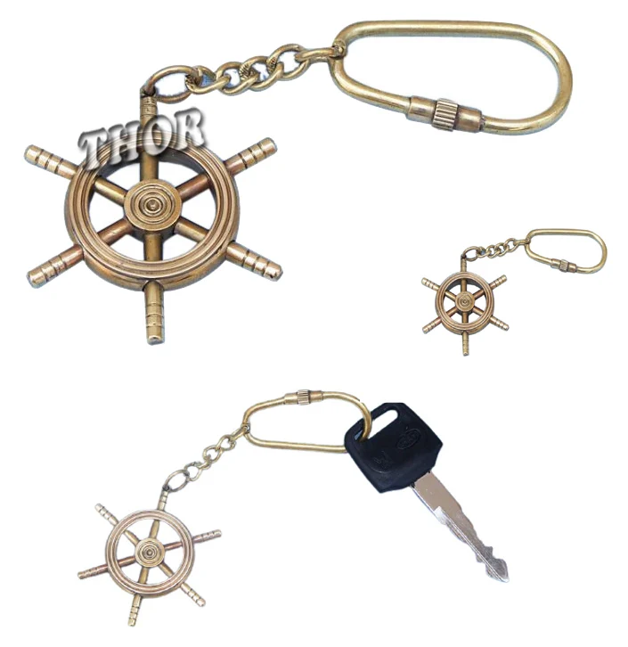 Copper Brass Handmade Ship Wheel Key Chain Pirate Boat Captains ...