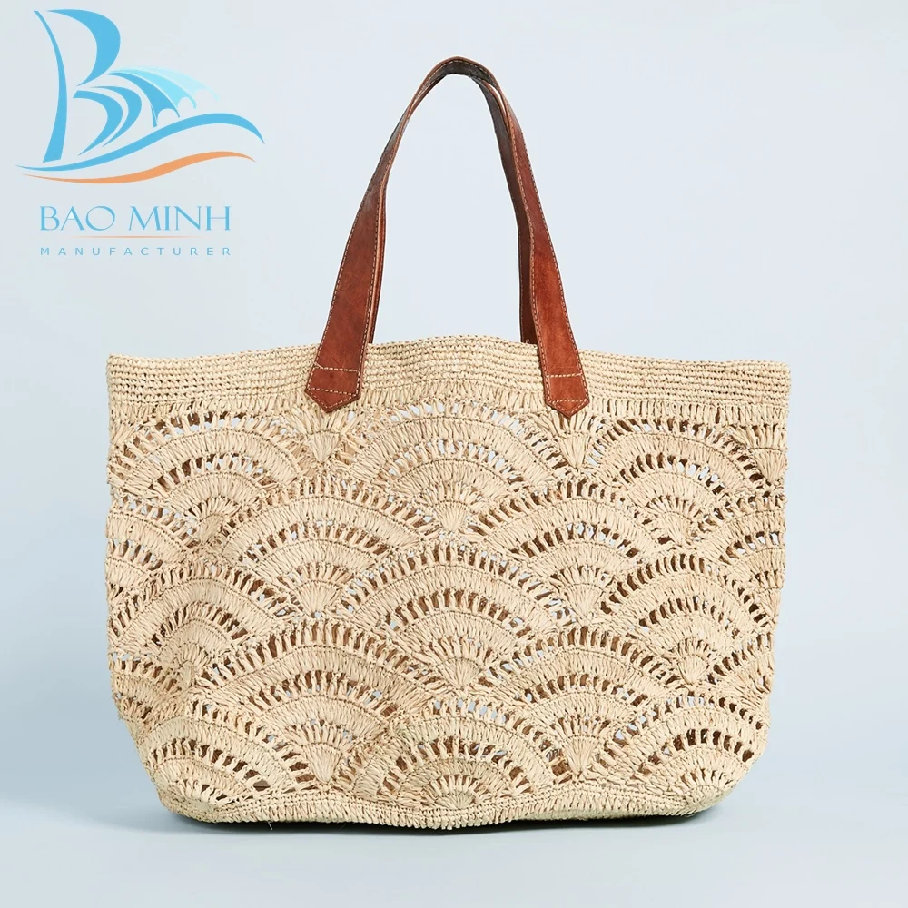 Styling Extra Large Size Handmade Crochet Paper Raffia Bag With Pu ...