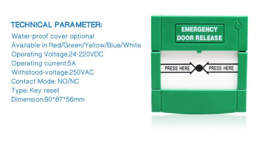 Green Glass Resettable Break Alarm Button Press Fire Alarm Emergency ...