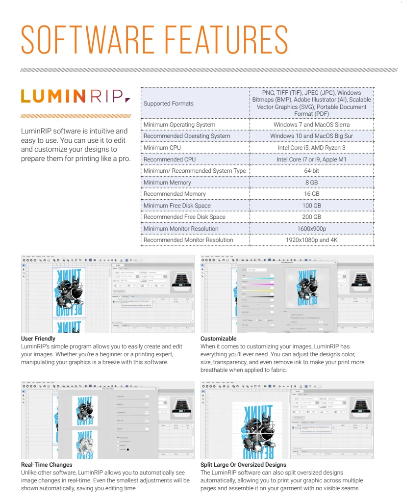 Ricoma A4 CMYKW Luminaris 200 White Toner Printer for Apparel