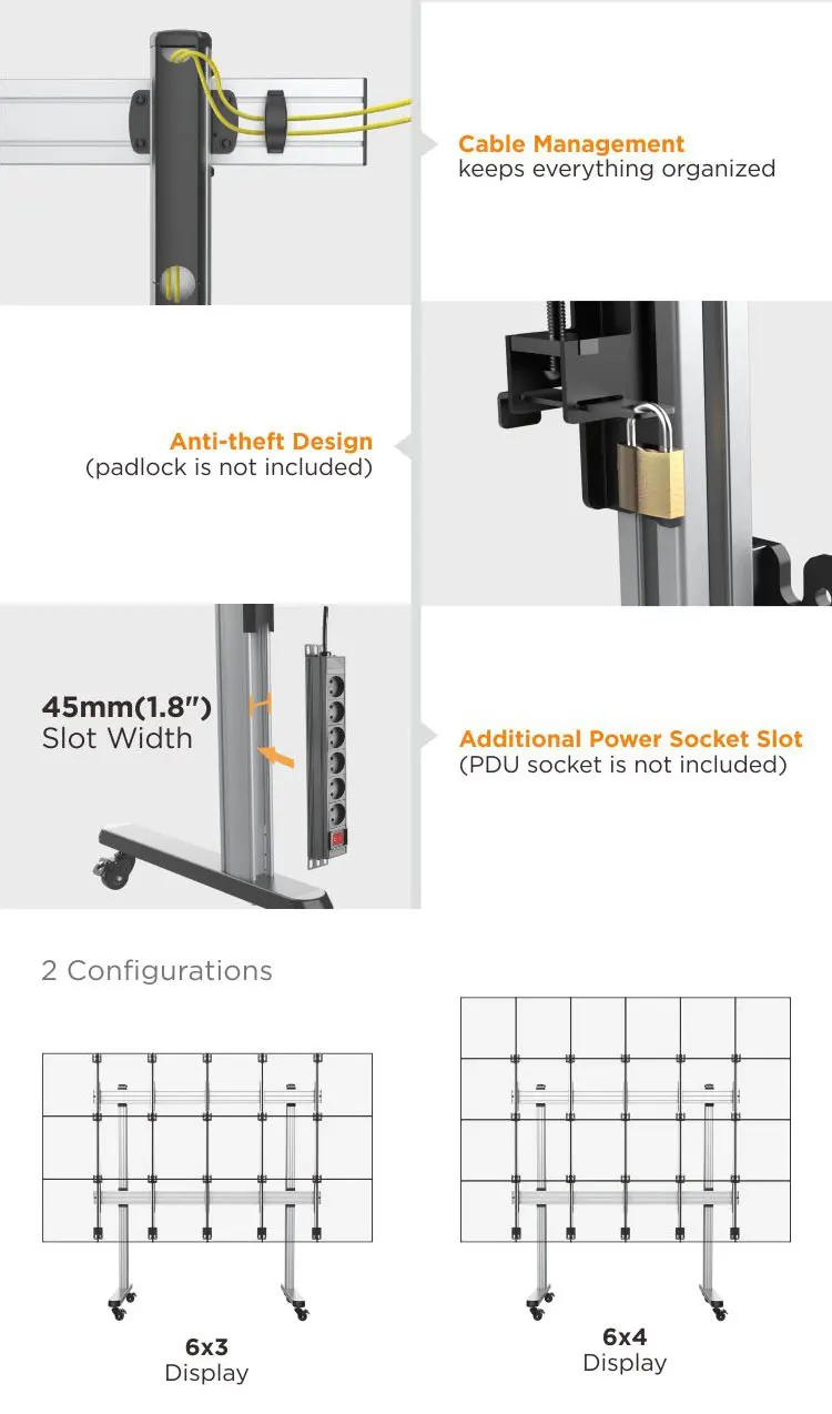 LED DVLED Pedestal Video Wall Cart - LUMI Video Mount