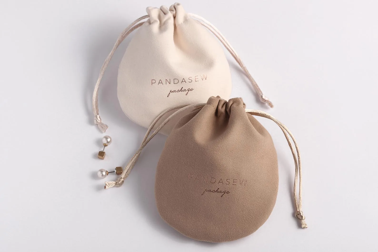 Pandasew Personalized Logo Print Velvet Drawstring Bags Half Round ...