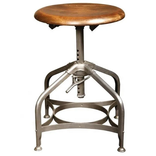 Vintage industrial swivel adjustable bar stool iron spring stool with ...