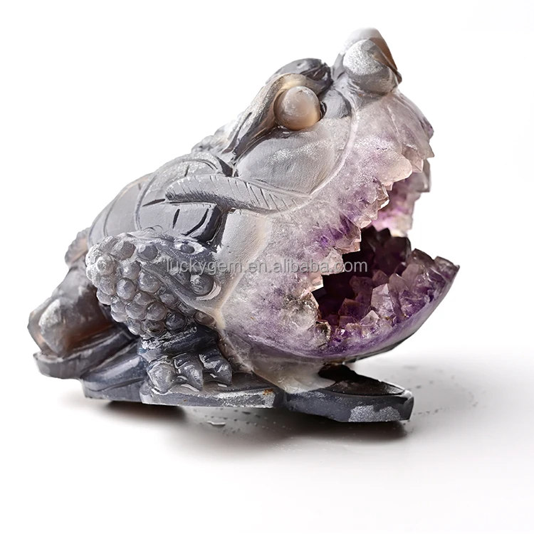 Feng Shui Money Frog Hand Carved Agate Geode Frog Toad Sculptures Folk ...