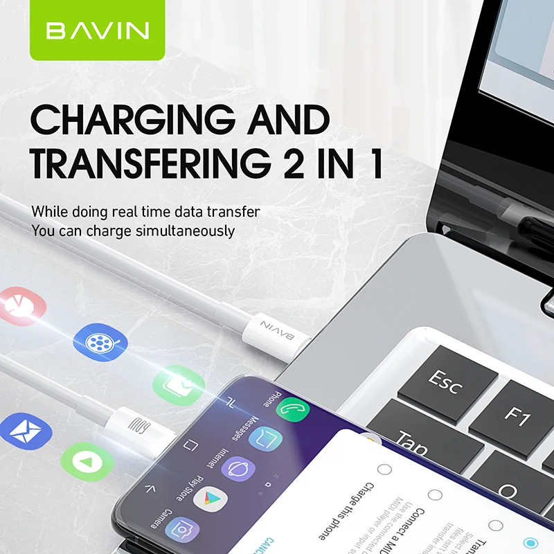 Bavin 60w Type C To Type C Fast Charging Transfering 2 In 1 Cb253 Type ...