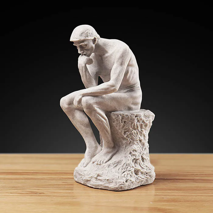 10" Resin the Thinker Statue - Famous Thinking Man Sculptures