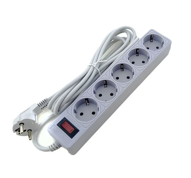 Hot Sale 5-Way Grey Surge Protected Extension Power Socket With ...