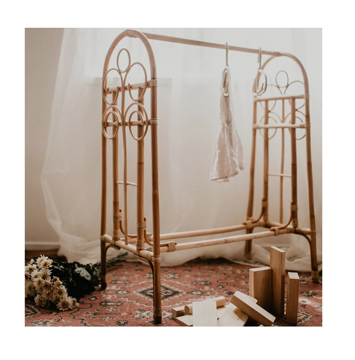 Rattan Clothes Racks Clothing Store Display Rack Handmade Natural ...