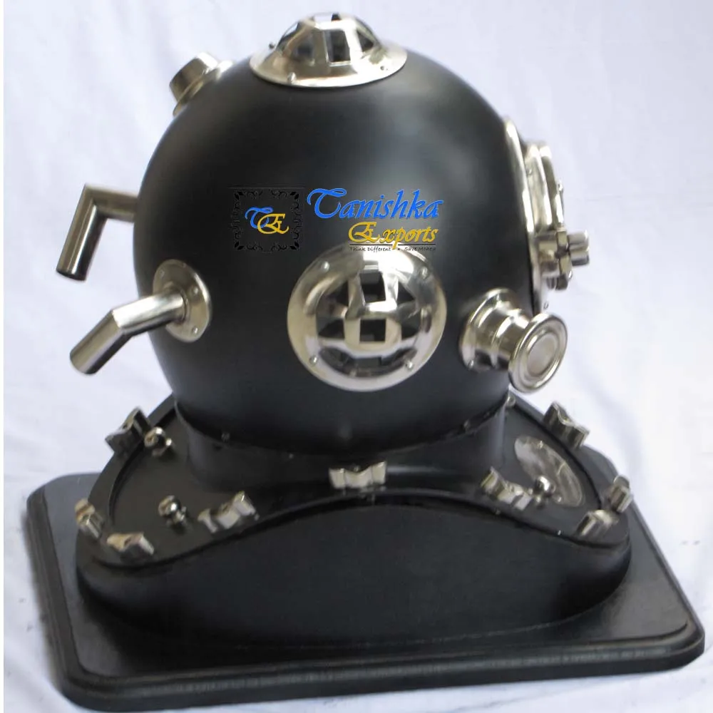 Vintage Marine Replica Deep Sea Scuba Diving Divers Helmet With Wooden ...