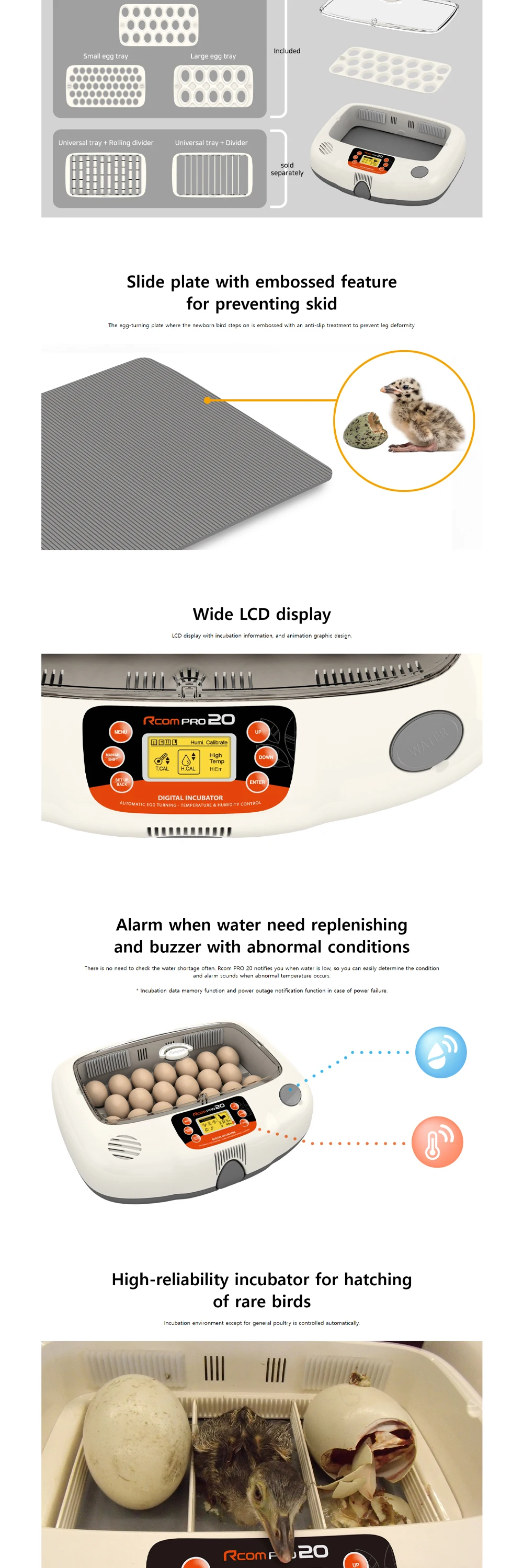 Rcom PRO 20 - Advanced AI Egg Tray Incubators for Hatching