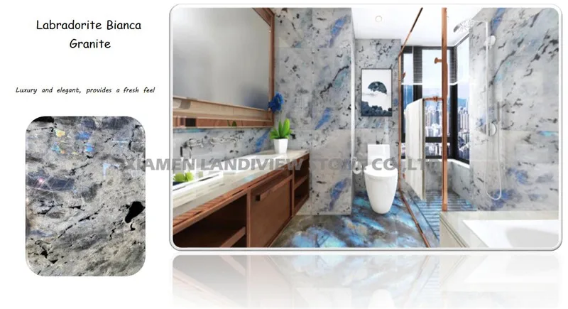 Labradorite White Granite Slabs - Ice Blue Madagascar