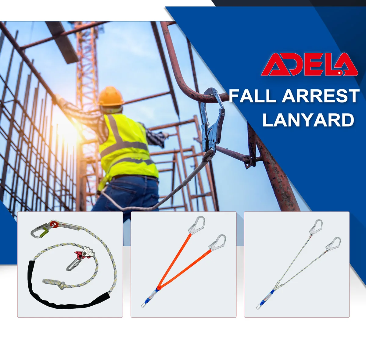ADELA Taiwan Workman Safety Harness Polyester Kernmantle Lanyard ...