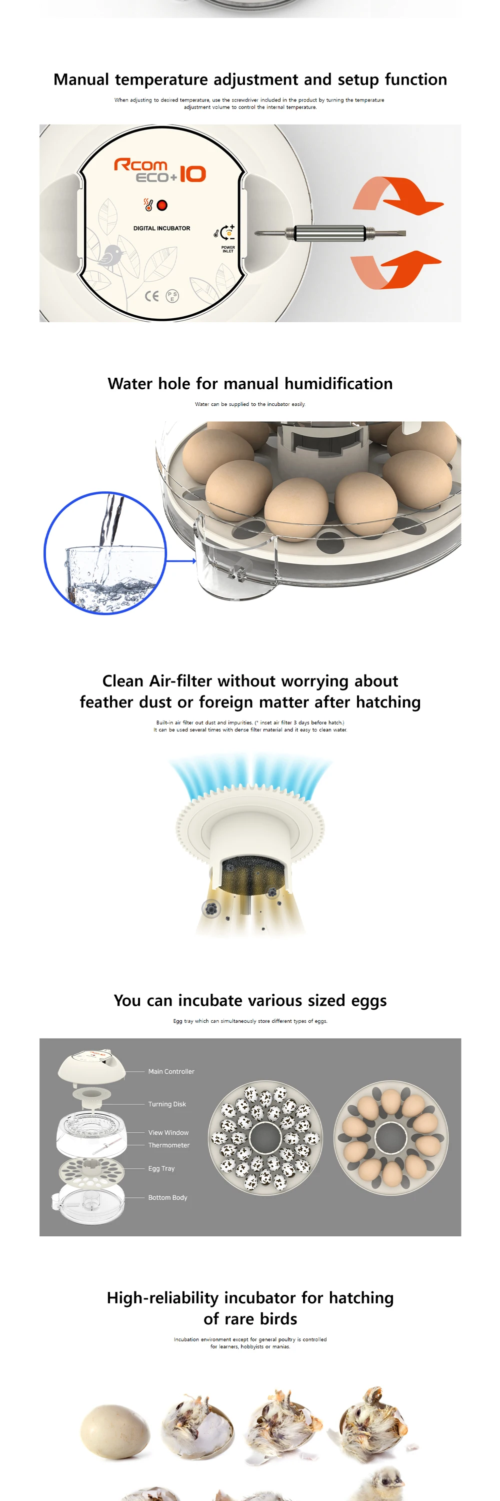 Rcom ECO PLUS 10 - Advanced Digital Incubator with LED Display