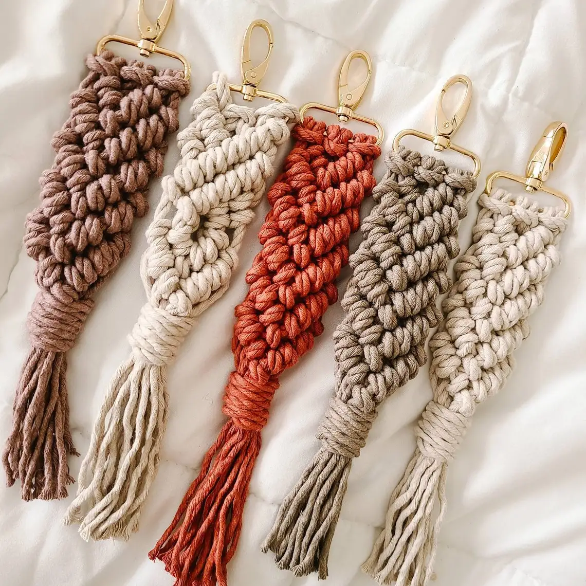 Keychains,Chunky Boho Macrame Keychains,Macrame Purse Accessory - Buy ...