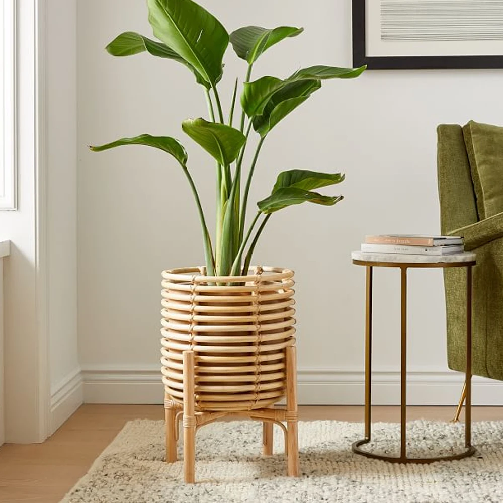 Rustic Wicker Rattan Plant Stands - Perfect for Home Decor