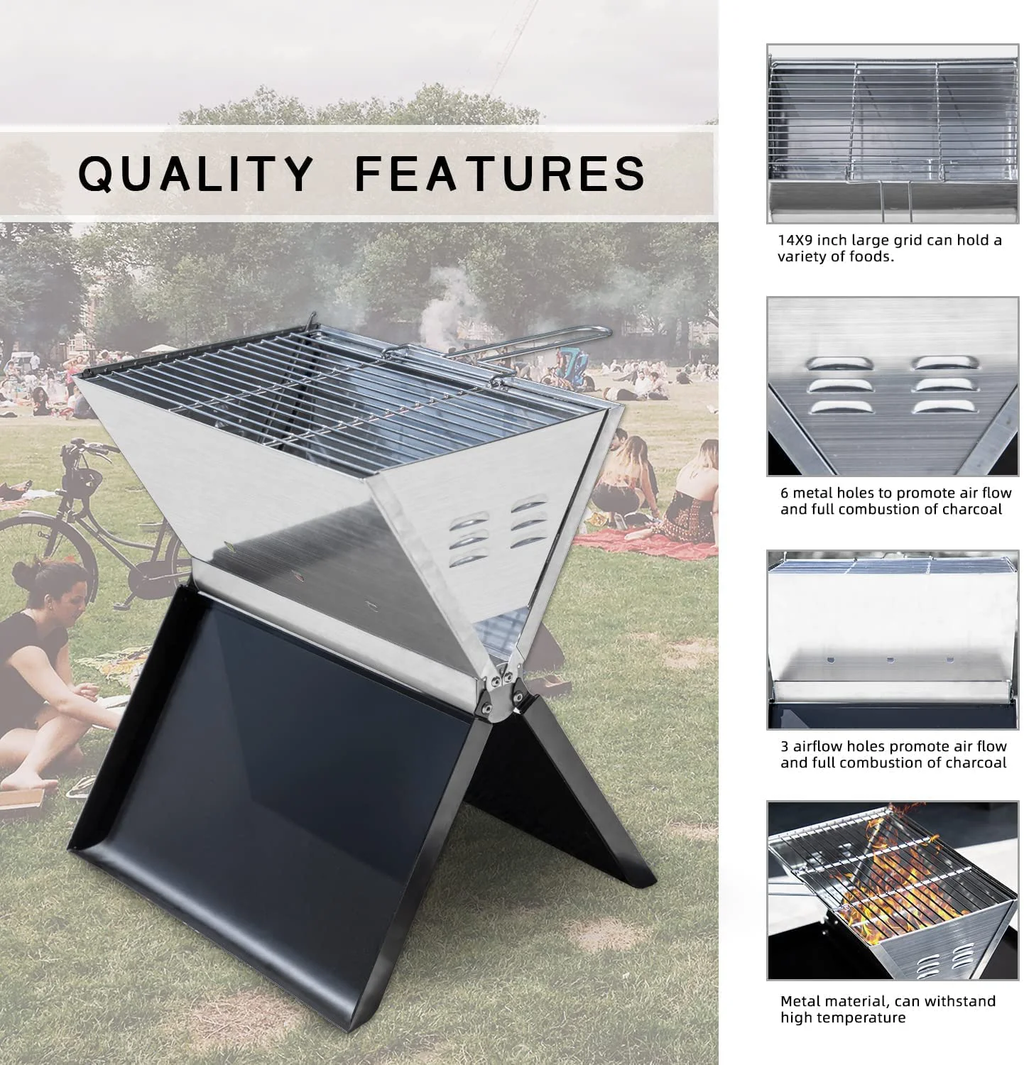 Portable Collapsible Outdoor Stainless Steel 304 Flip Folding BBQ ...