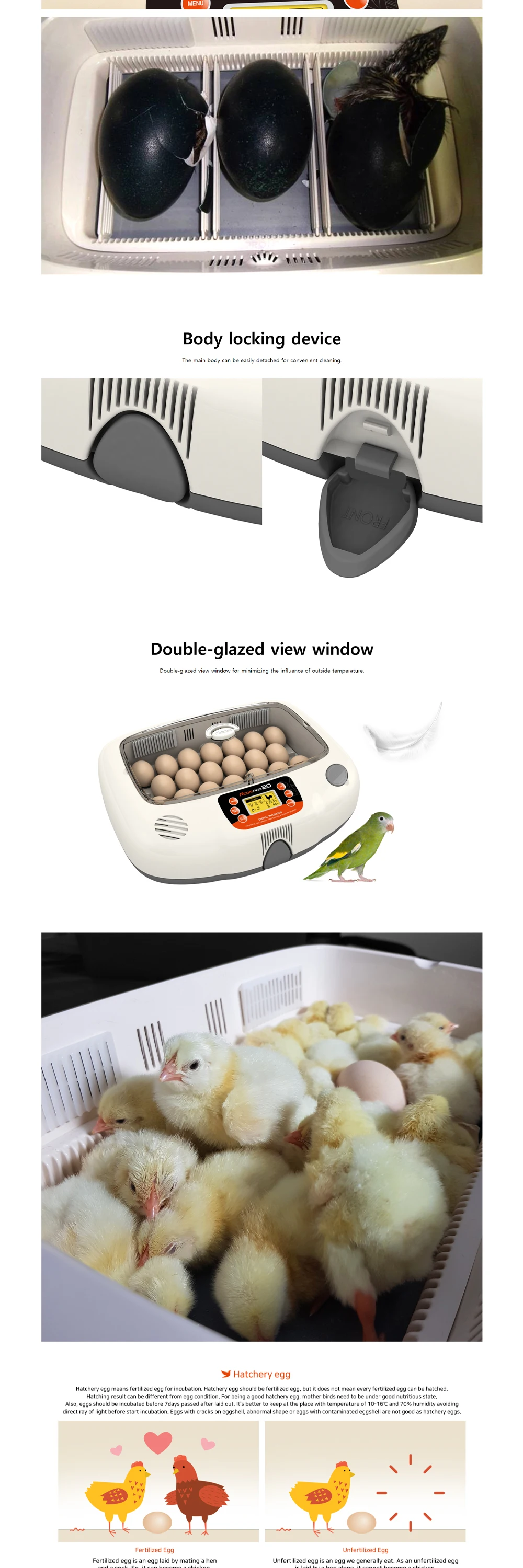 Rcom PRO 20 - Advanced AI Egg Tray Incubators for Hatching