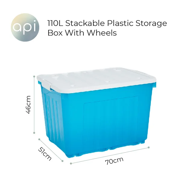 High Quality Top 110l Stackable Pp Plastic Storage Box With Wheels Size ...