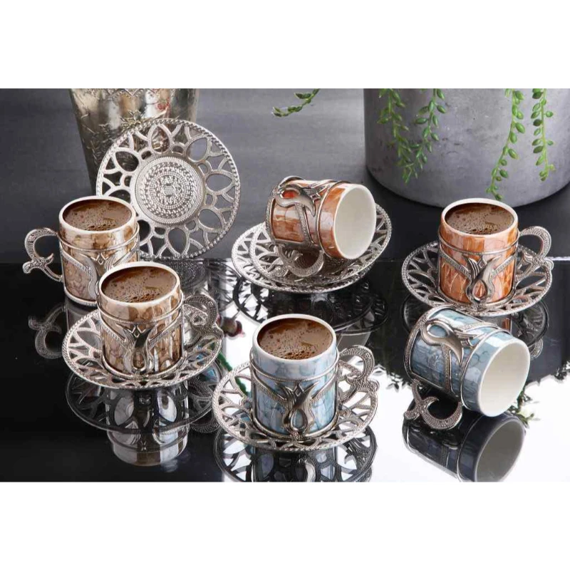 Turkish Multi-Color Ceramic Coffee Cup Silver Gold Special Colored ...