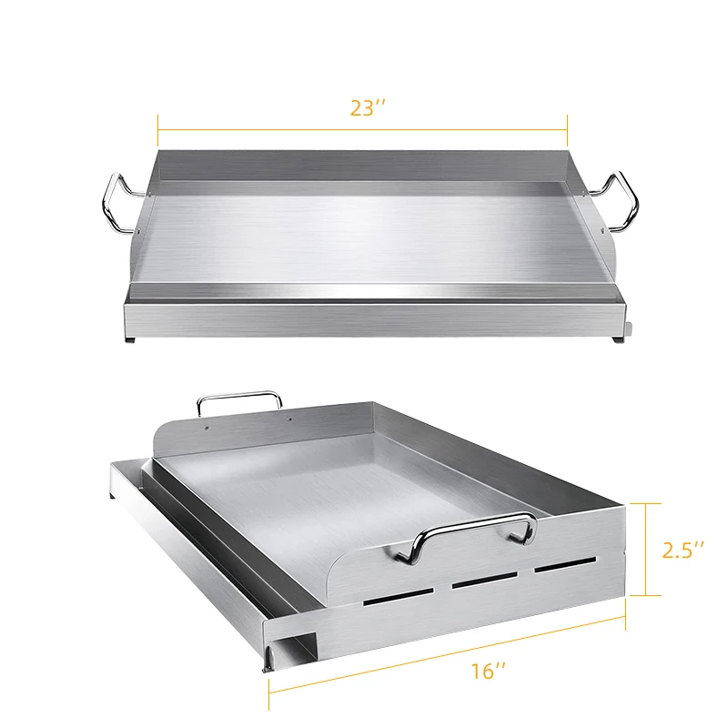 NEW 16*23*4 Inch Barbecue Griddle Pan Stainless Steel Rectangular ...
