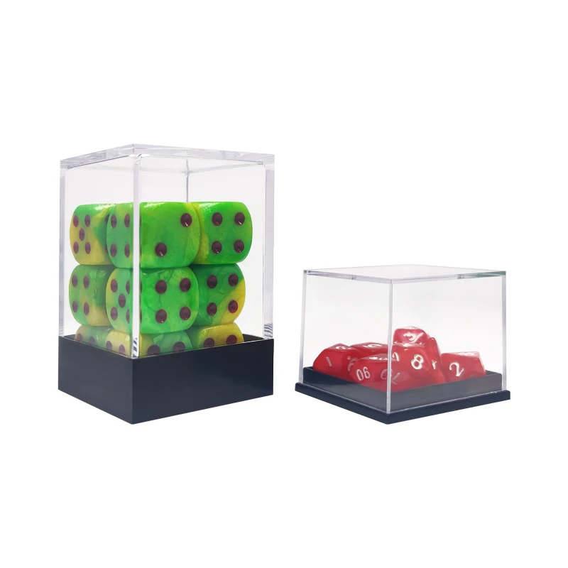 Custom RPG DND Transparent Plastic Dice Box Protect Dice Display Square ...