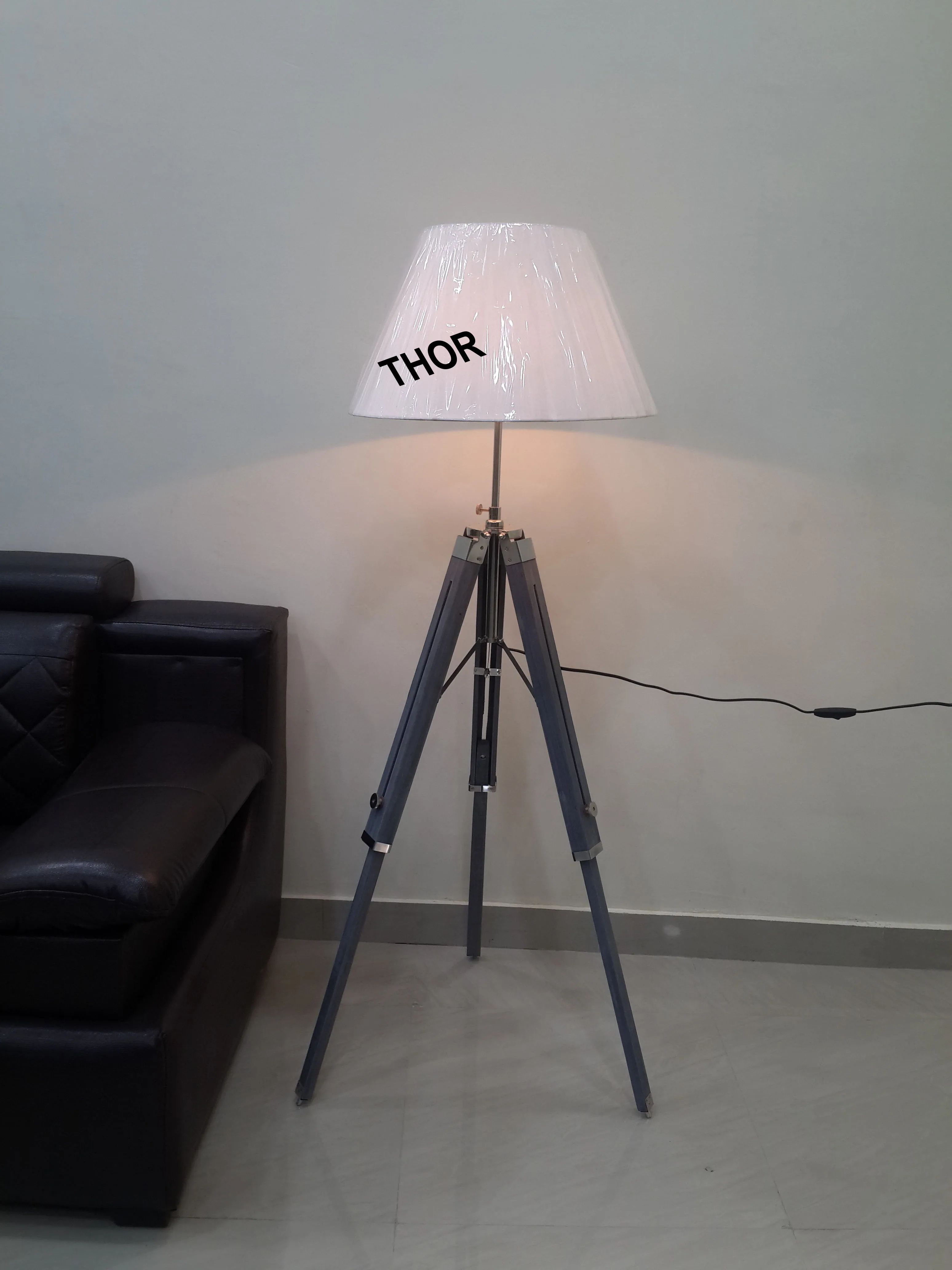 Decorative Wooden Tripod Floor Lamp Stand Designer Living Room ...