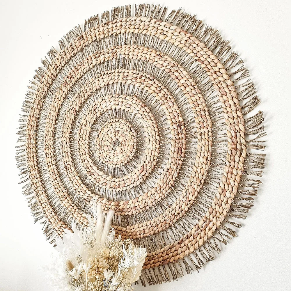 Circle Straw Wall Decor Hanging - Seagrass & Water Hyacinth