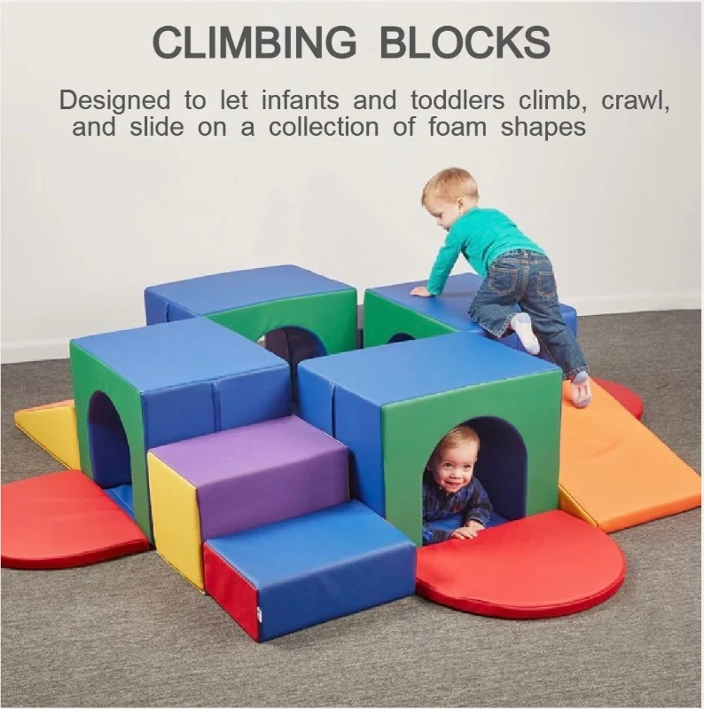 Soft Play Rectangle Indoor Activity Structure Safe Stack & Block Foam ...