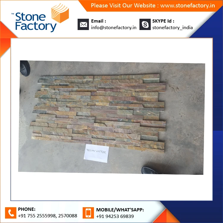 High Quality Made Yellow Copper Ledger Panel Slate Tiles For House ...