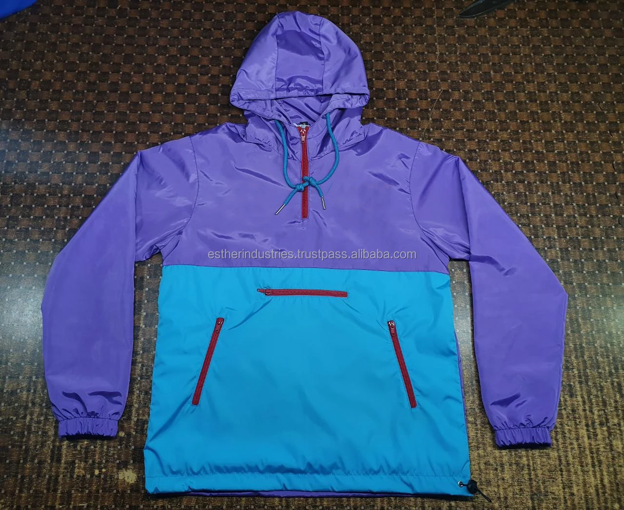 Mens Black Custom Hooded Polyester Jacket Windrunner Mens Windbreaker ...