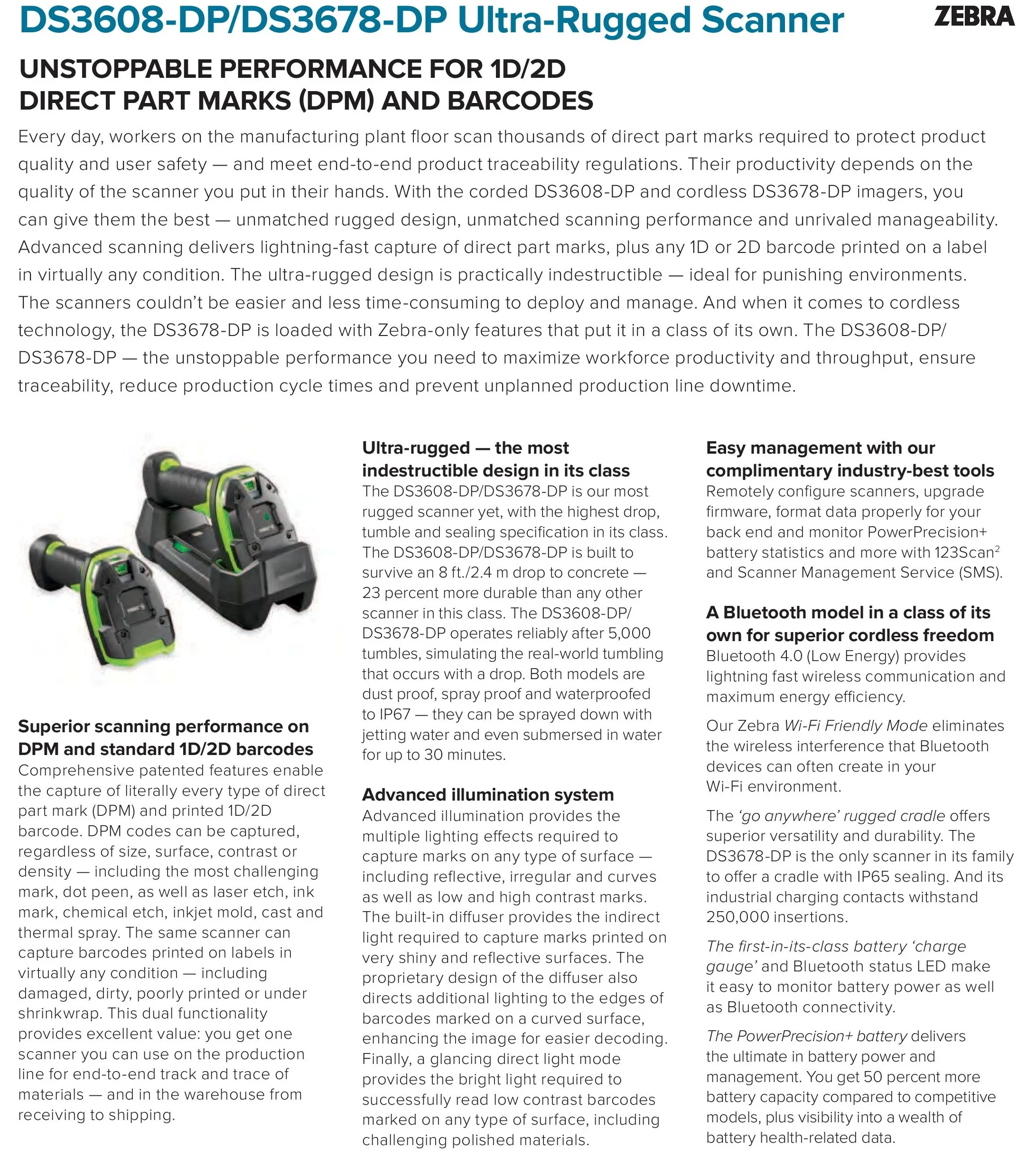 ZEBRA Industrial Barcode Scanners DS3608-DP/ DS3678-DP Lightweight ...