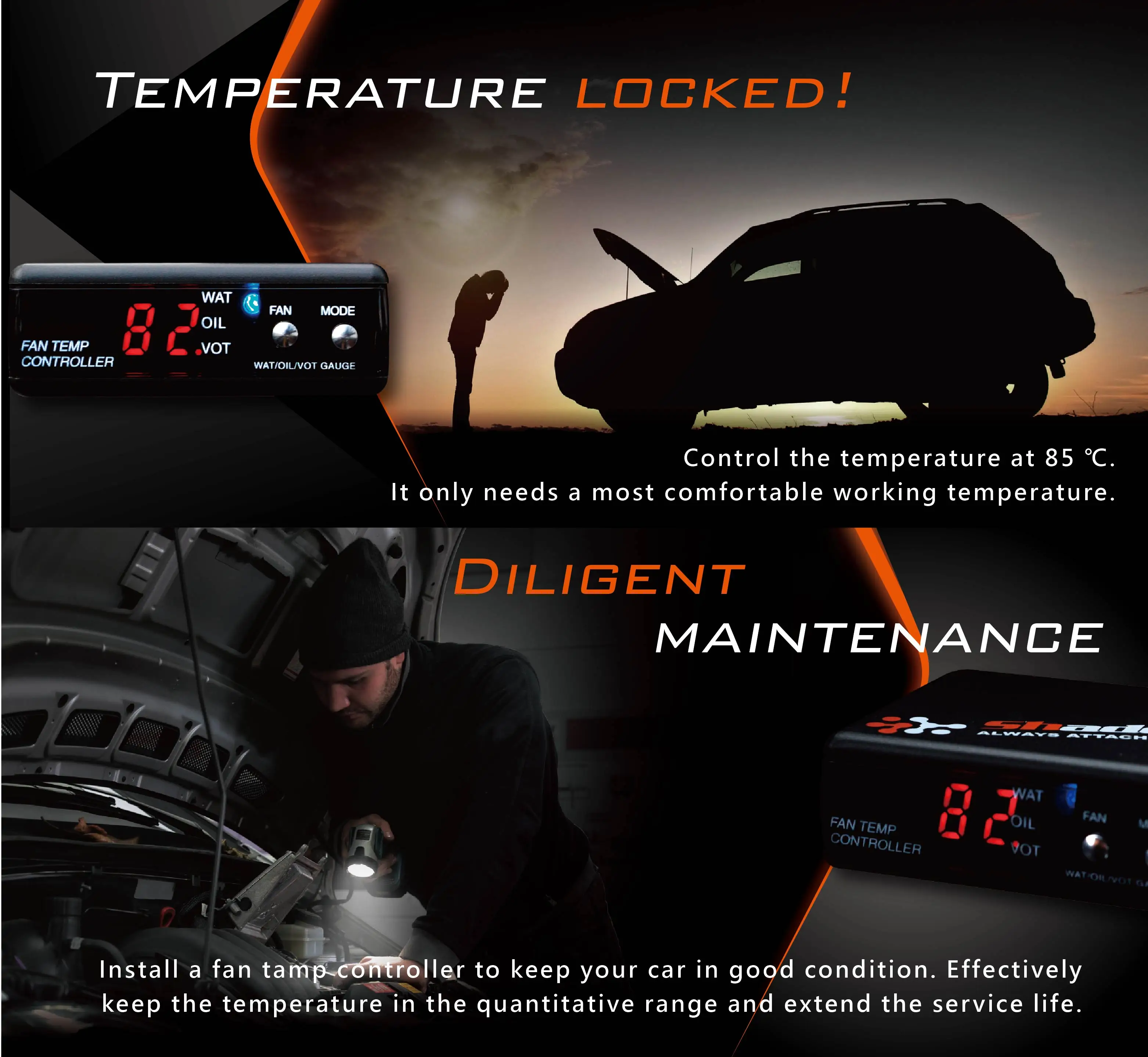 Universal 12V Car Radiator Cooling Fan Controller & Temperature ...