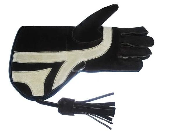 Falconry Gloves Cow-hide Nubuck Leather Soft Touch Shinny Black Custom ...