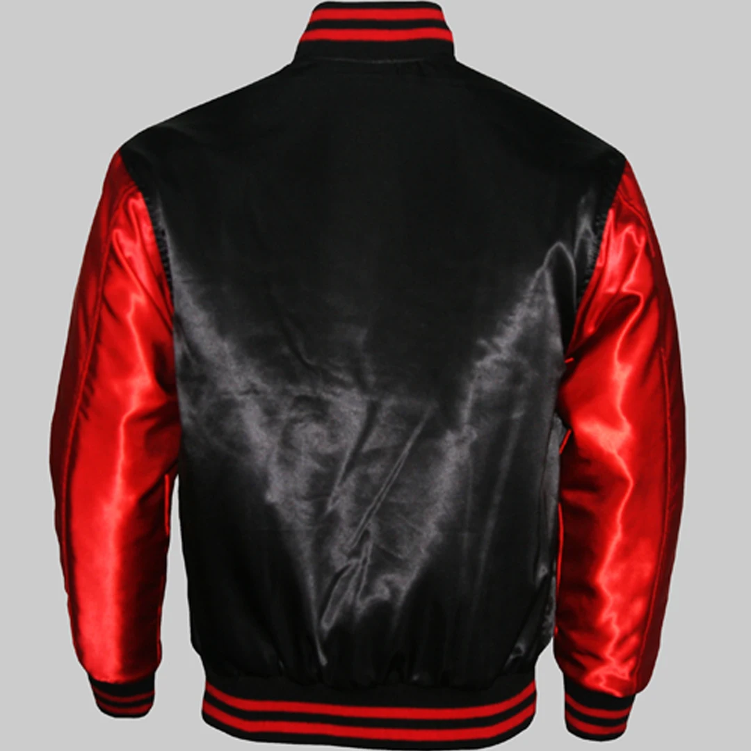 Custom Men's Varsity Jacket in Red and Black Cotton Polyester Ribbing ...