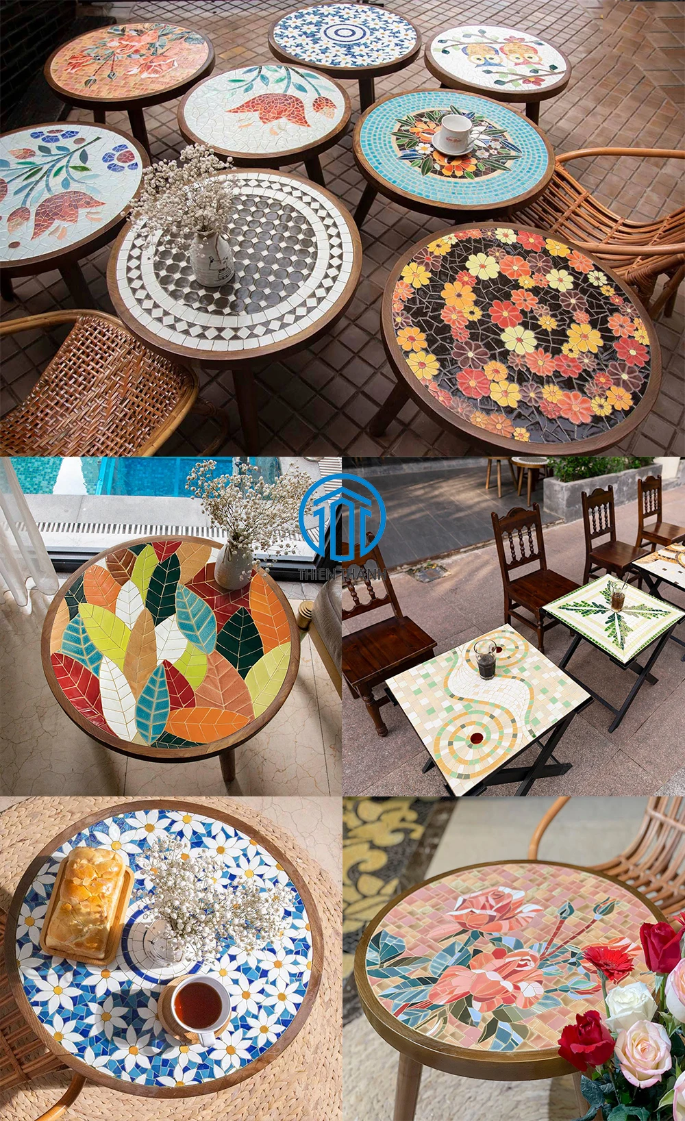 Outdoor Mosaic Patio Side Table - Perfect for Small Spaces