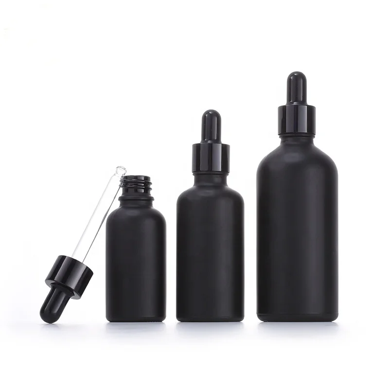 Matte Black Glass Bottles - Perfect for Cosmetics & Oils
