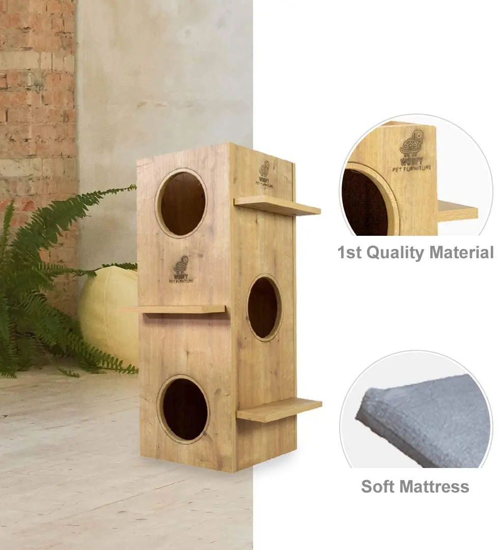 Cat Tower House Pet Mats And Jump Platforms,Solid Wood Stackable Cat ...