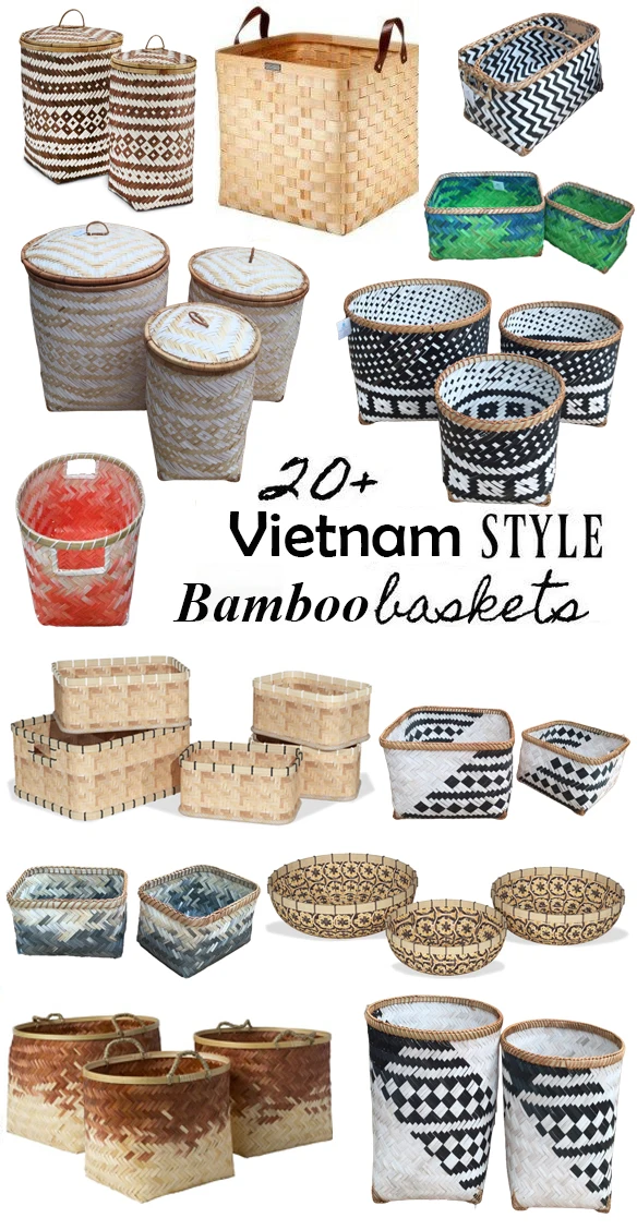Vietnam Ethnic Minority Style Storage Baskets - Bamboo Woven