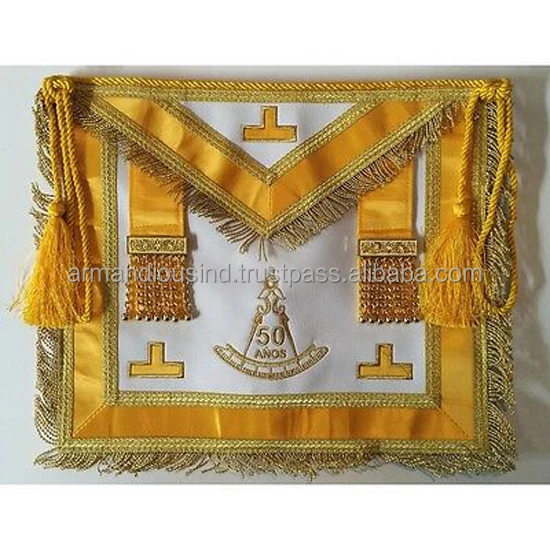 50 Years of Masonic Service - Elegant Apron & Badges