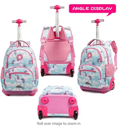 3D Colourful Waterproof Cute Children LuggageTrolley School Backpack ...