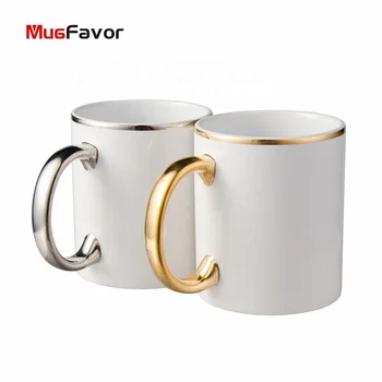 White Coffee Mug With Gold Rim And Handle Mugfavor Sublimation Mugs ...