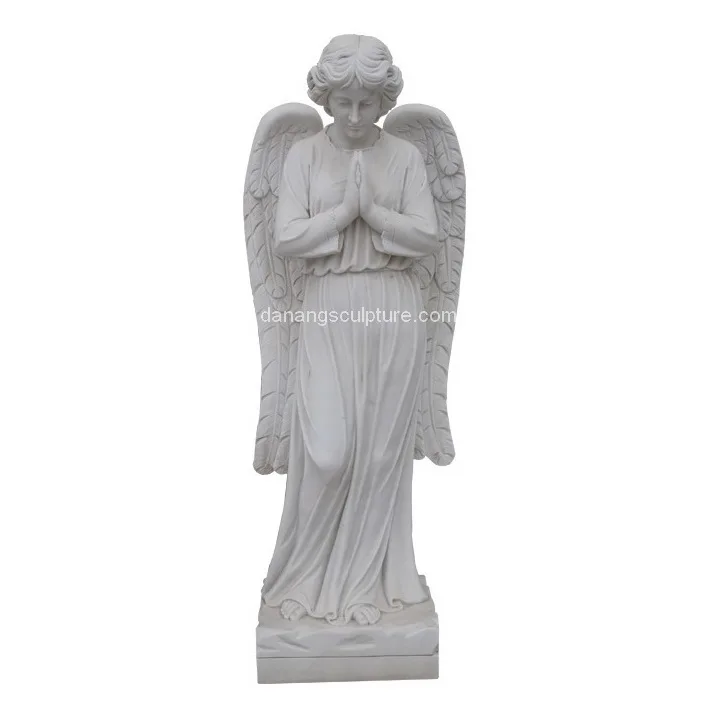 Custom Large White Marble Angel Statue for Outdoor Home Use