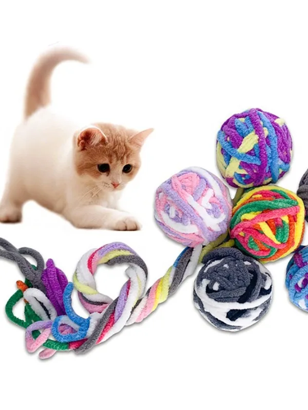 Cat Chase Balls Toy Colorful Woolen Yarn Ball With Bell - Buy Cat ...